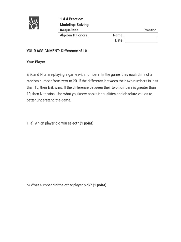 1 4 4 Practice Modeling Solving Inequalities Practice Pdf Inequality Mathematics
