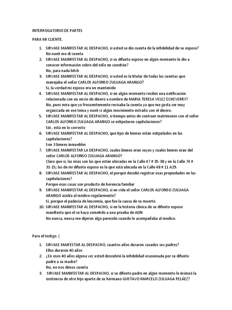 Interrogatorio de Partes | PDF | Testigo