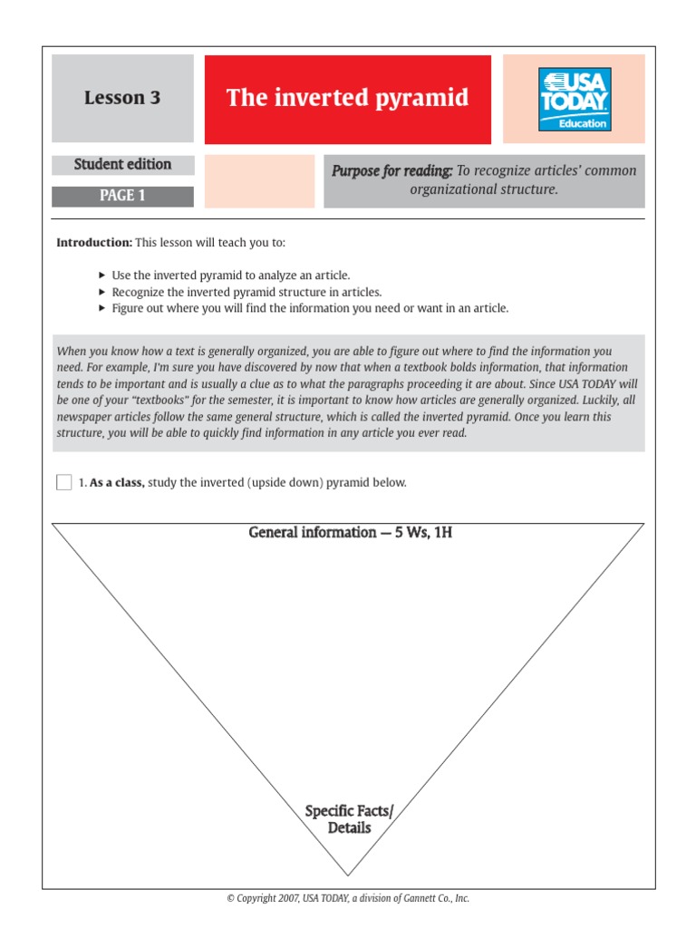 The Inverted Pyramid: Lesson 3 | PDF | Cognition | Communication