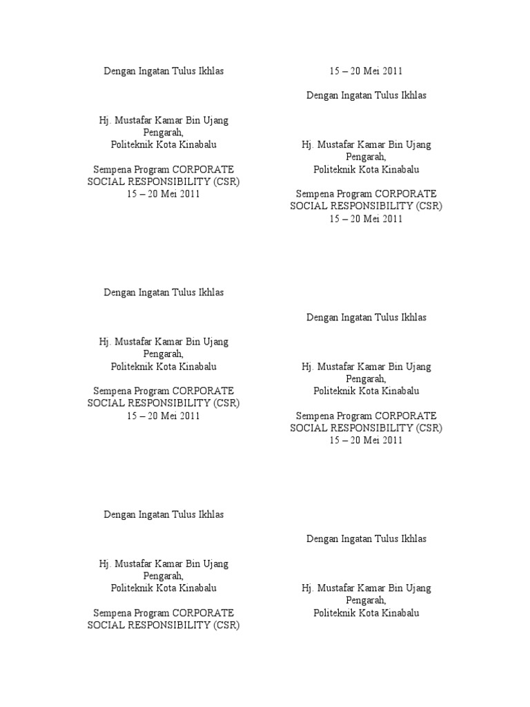 Dengan Ingatan Tulus Ikhlas | PDF