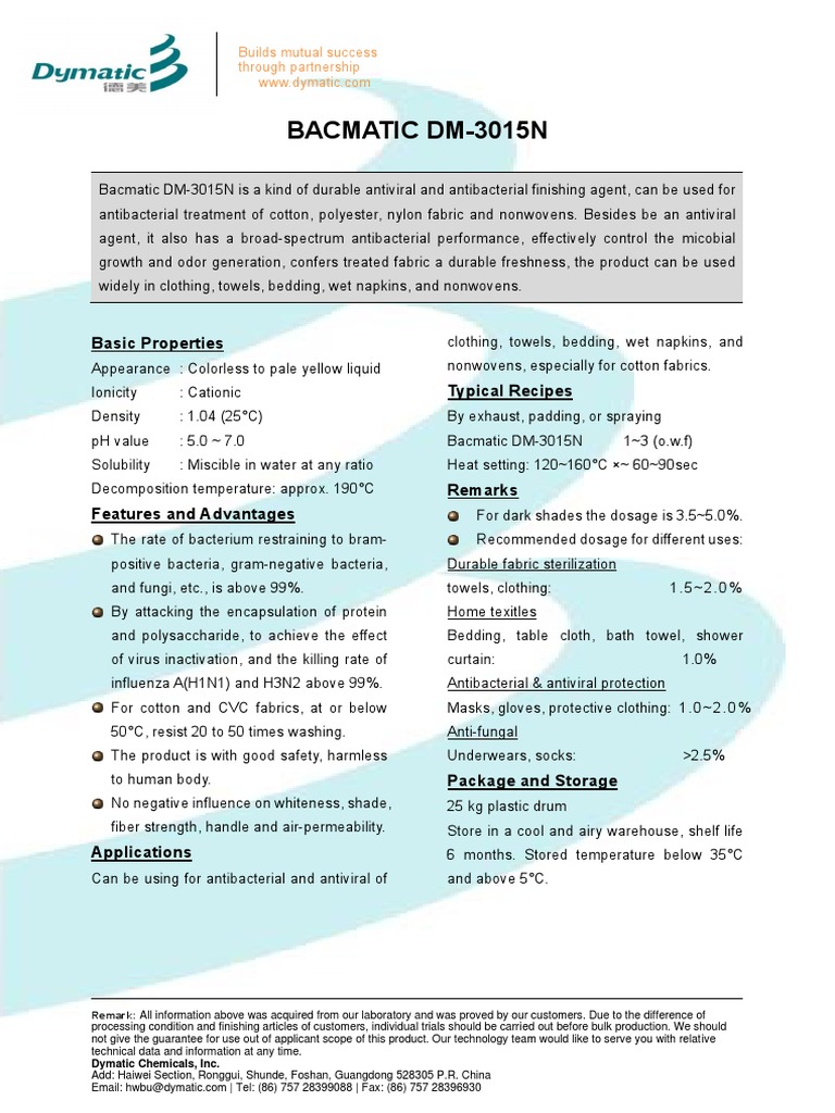 Bacmatic Dm-3015N: Basic Properties Typical Recipes | PDF | Antiviral ...