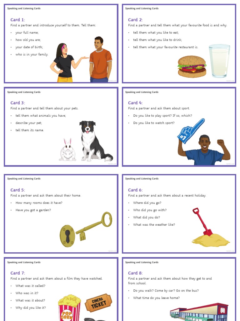Speaking & Listening Activity Cards | PDF | Social Science | Lifestyle