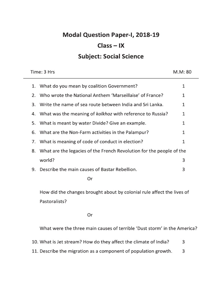 9 Social Sample Papers 2018 2019 English Medium 2 | PDF | Business ...