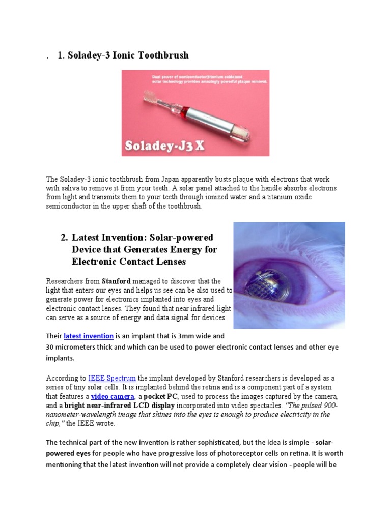 Innovative Solar-Powered Devices Overview | PDF | Eye | Consumer ...
