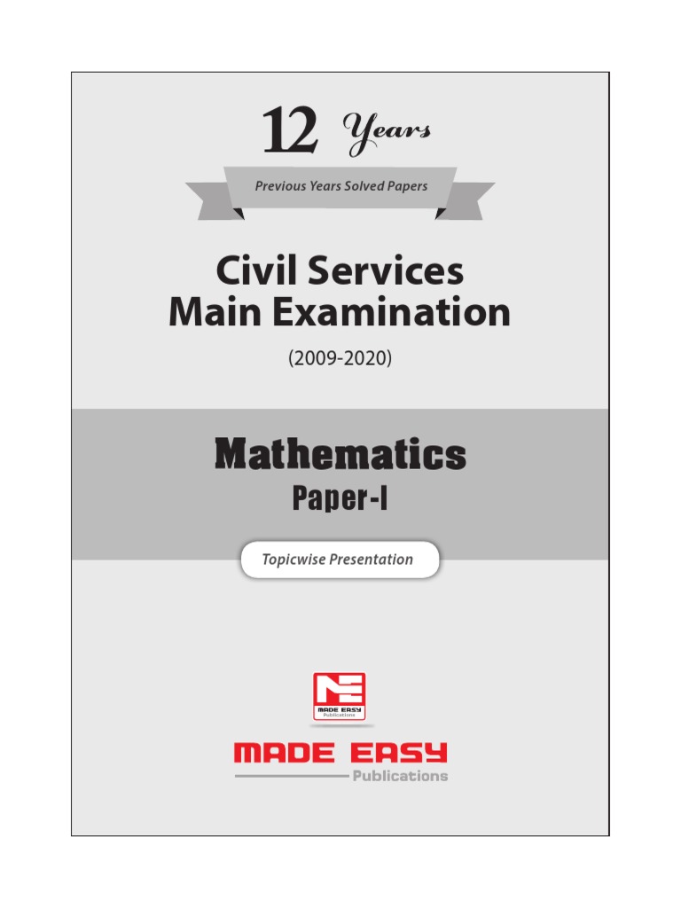 Mathematics - CSE-Paper I (2021) | PDF | Equations | Integral