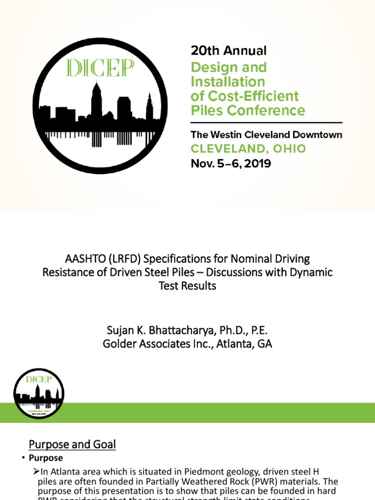 Aashto LRFD Specifications For Nominal Driving Resistance of Driven ...