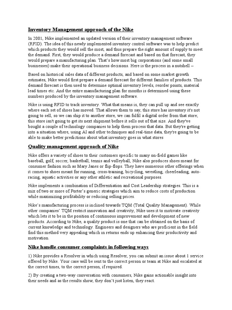 Nike inventory management approach using RFID tracking | PDF ...