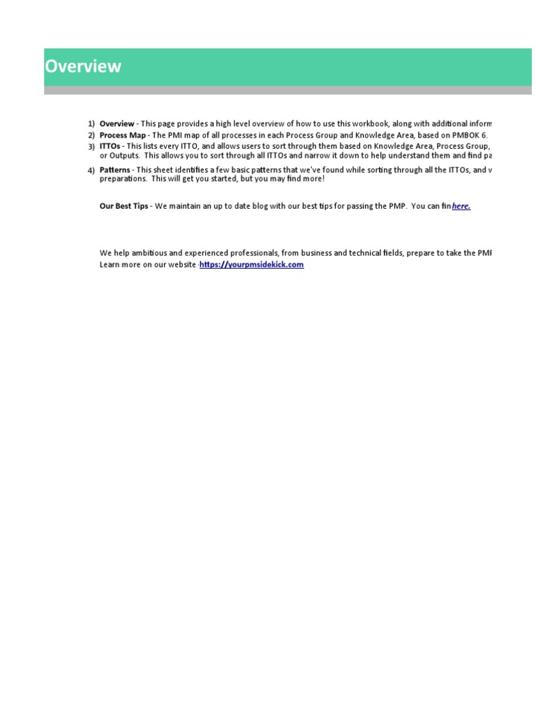 PMP ITTO Sheet PMBOK Guide 6th Edition | PDF | Project Management ...