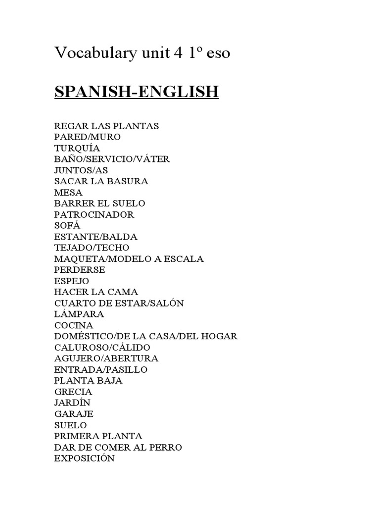Vocabulary Unit 4 1 | PDF | Cocina, comidas y vino | Estudios de ...