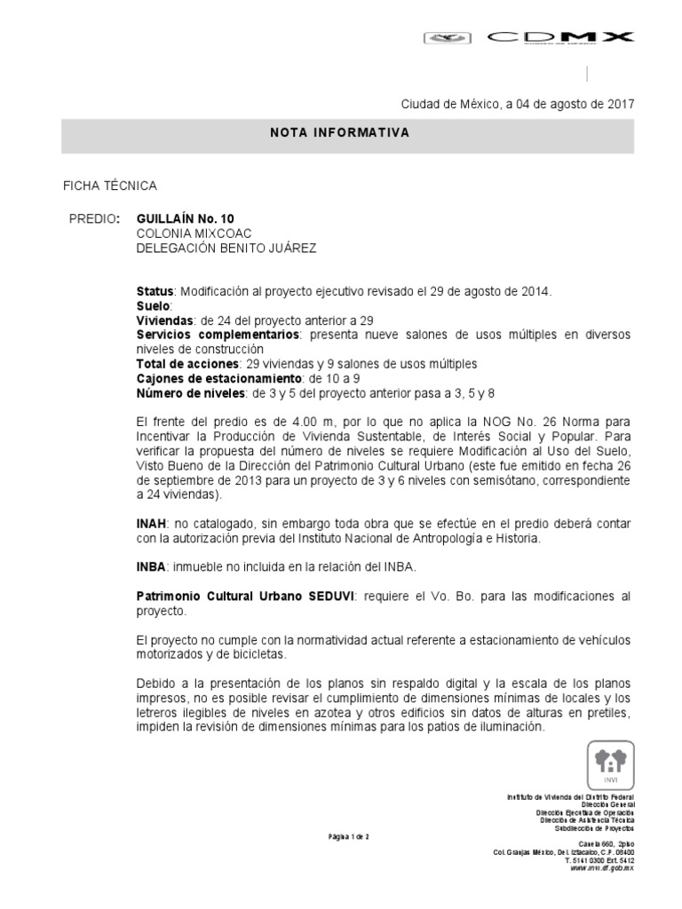 Formato de Nota Informativa | PDF | Ciudad de México