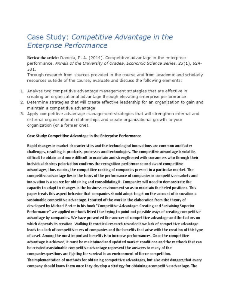 Enterprise Performance: Case Study: Competitive Advantage in The | PDF ...