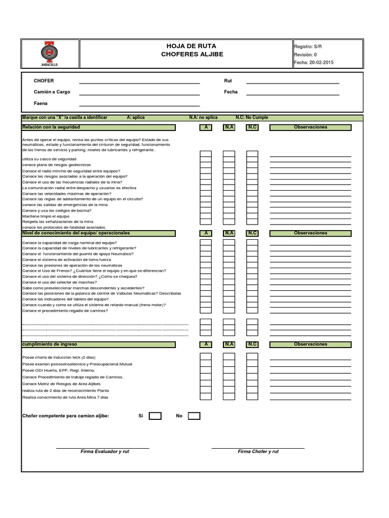 Hoja de Ruta Conductores | PDF | Neumático | Vehículos