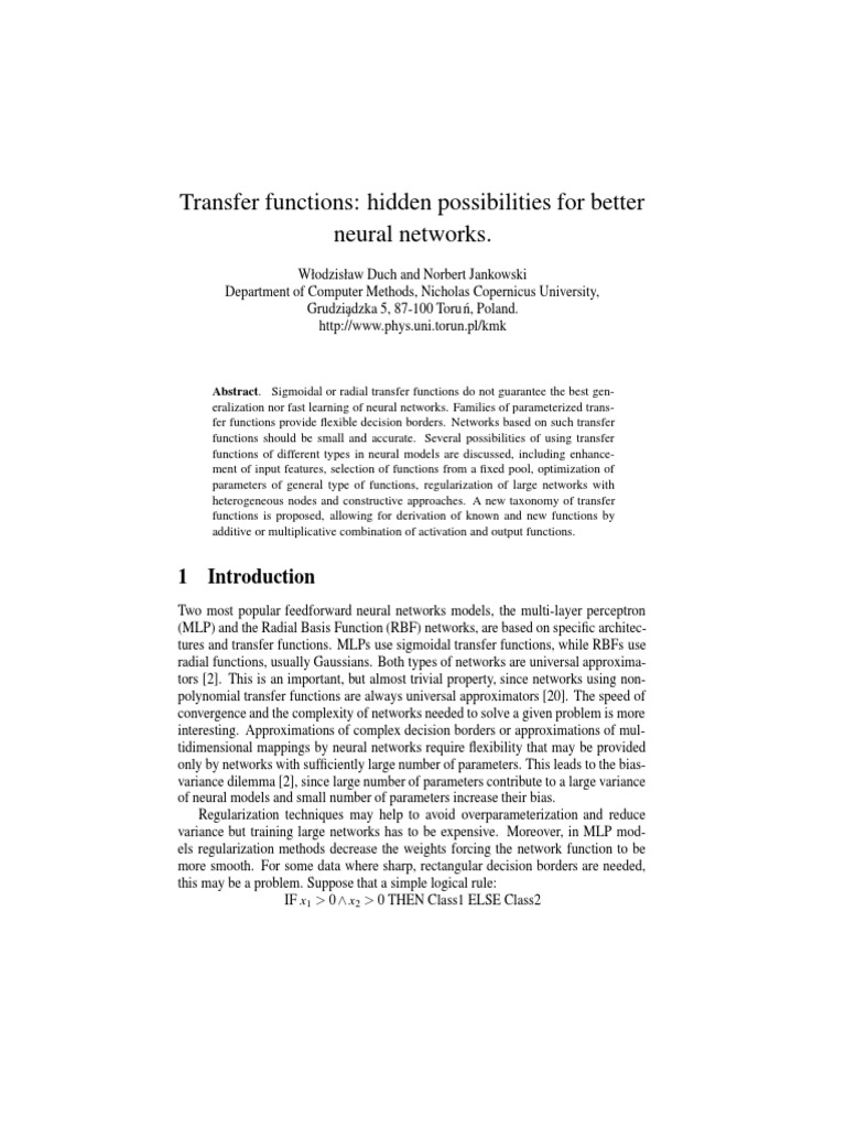 Transfer Functions: Hidden Possibilities For Better Neural Networks ...