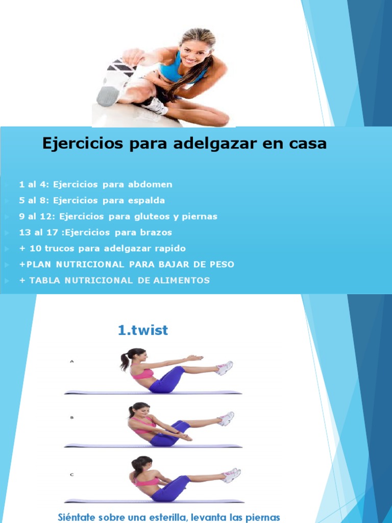 Ejercicios y dieta para adelgazar en casa | PDF | Cereales | Alimentos