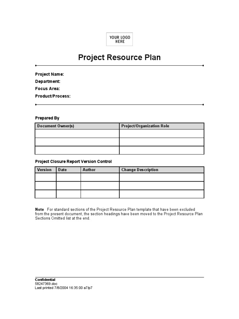 Project Resource Plan | PDF | Computers