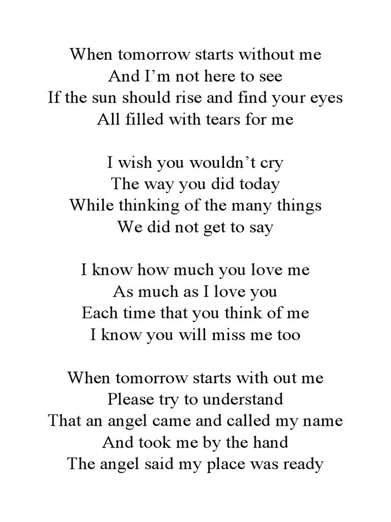 When Tomorrow Starts Without Me | PDF