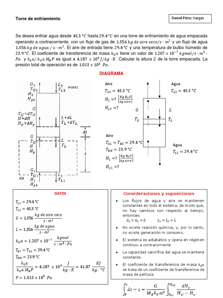 Ejercicio de Torre de Enfriamiento | PDF | Humedad | Calor