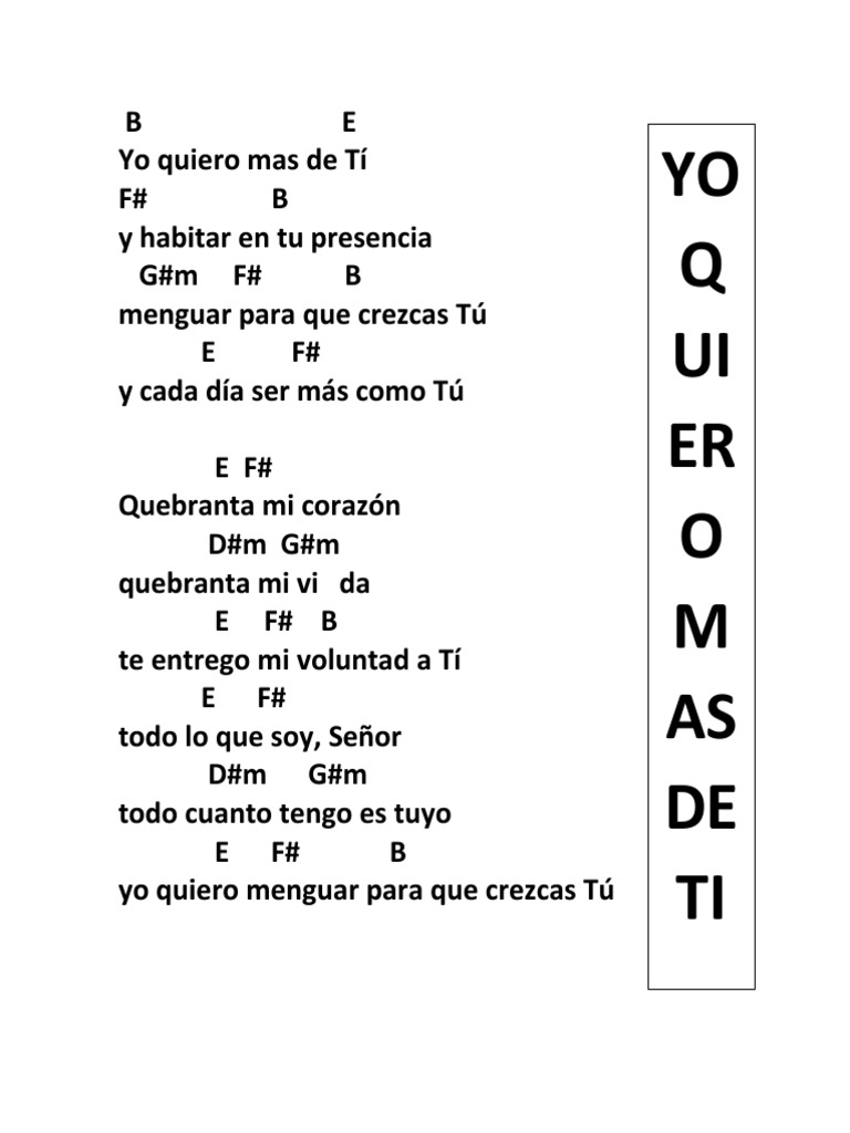 Yo Quiero Mas de Ti | PDF