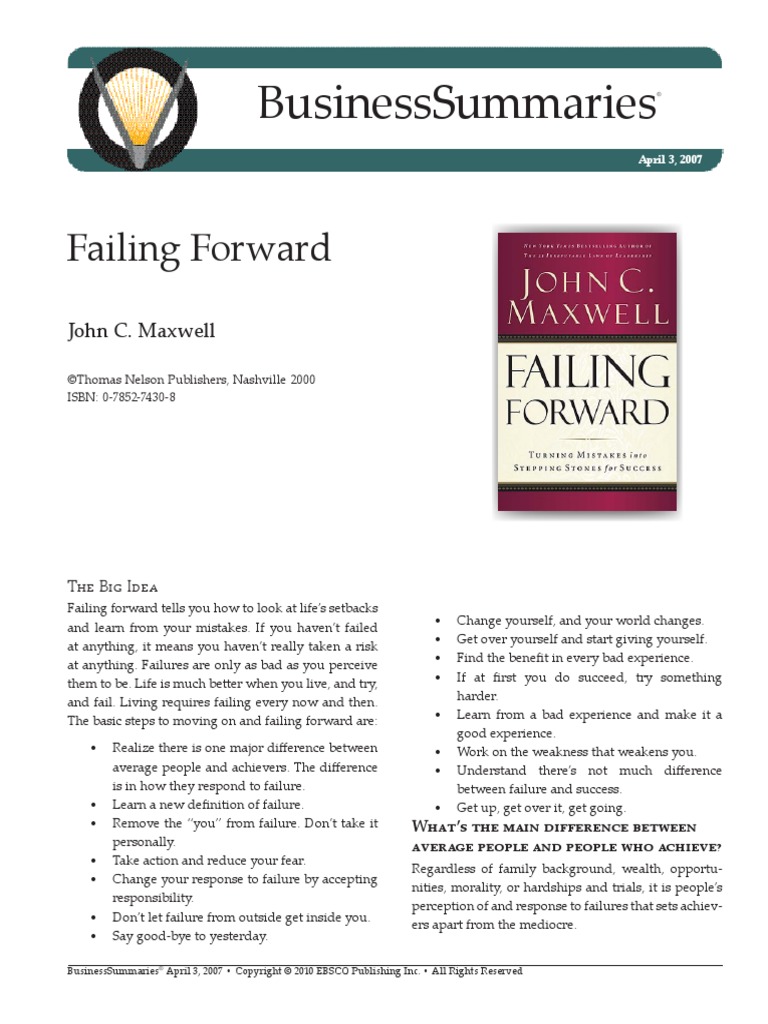 Failing Forward Summary Pdf Contentment Failure