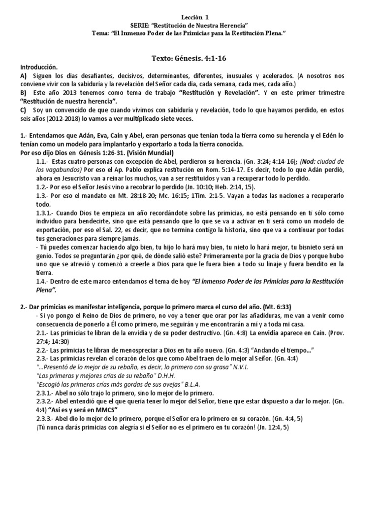 El Inmenso Poder de Las Primicias para La Restitución Plena | PDF ... El Inmenso Poder de Las Primicias para La Restitución Plena | PDF ...