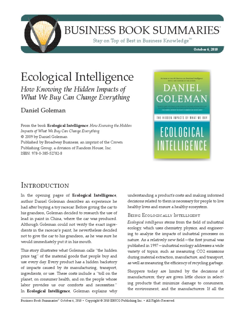 Ecological Intelligence Daniel Goleman
