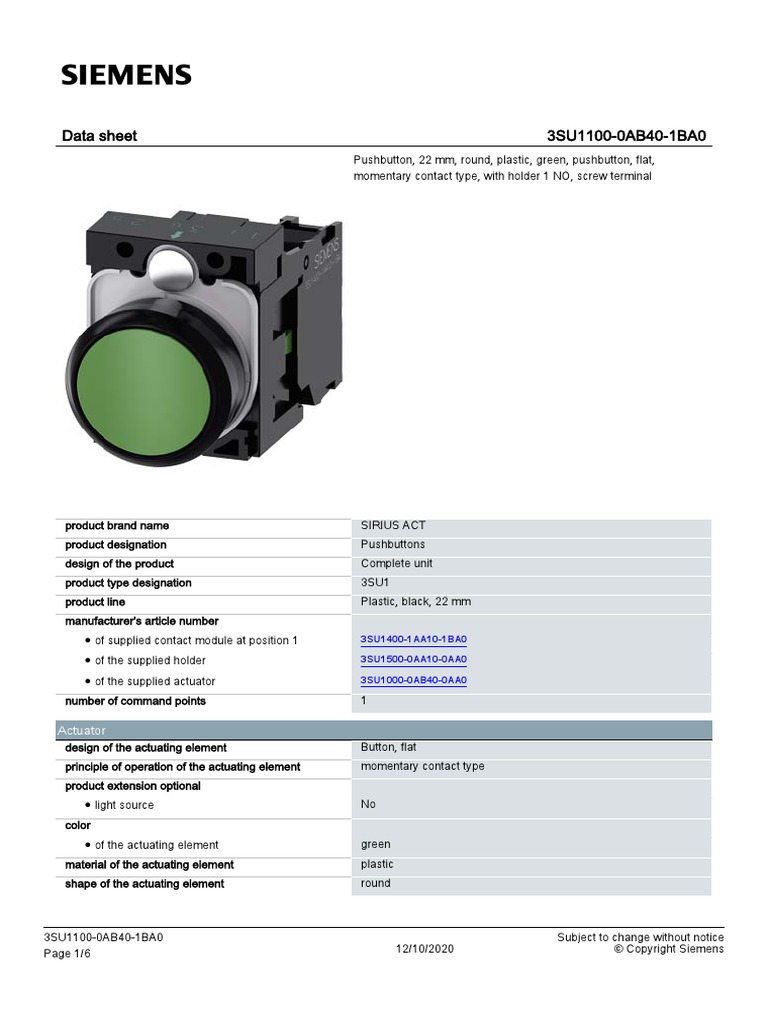3SU11000AB401BA0 Datasheet en | PDF | Fuse (Electrical) | Power Electronics