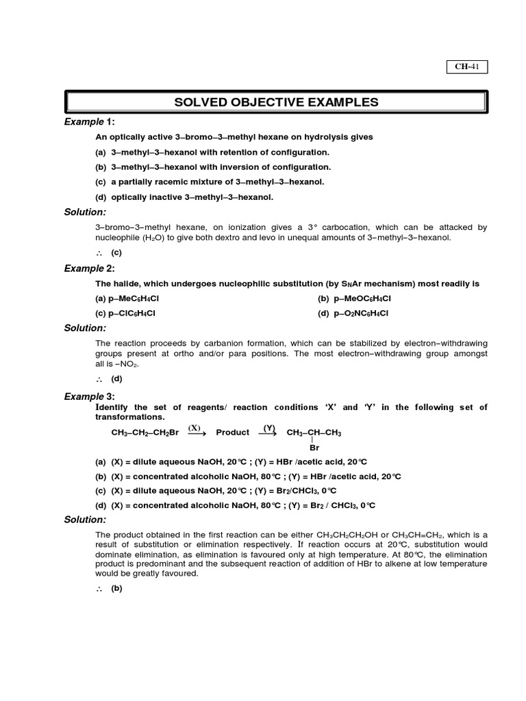 06 - Akyl & Aryl Halides (Sol Example) | PDF | Chemical Reactions ...