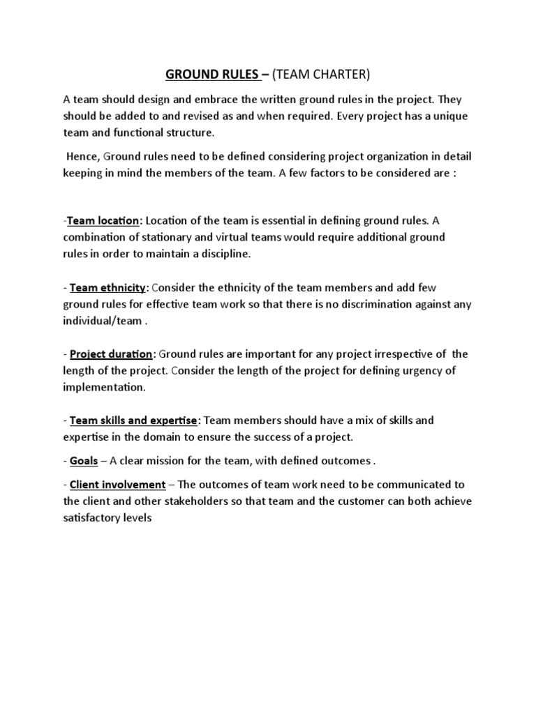 Ground Rules Team Charter | PDF | Communication | Business