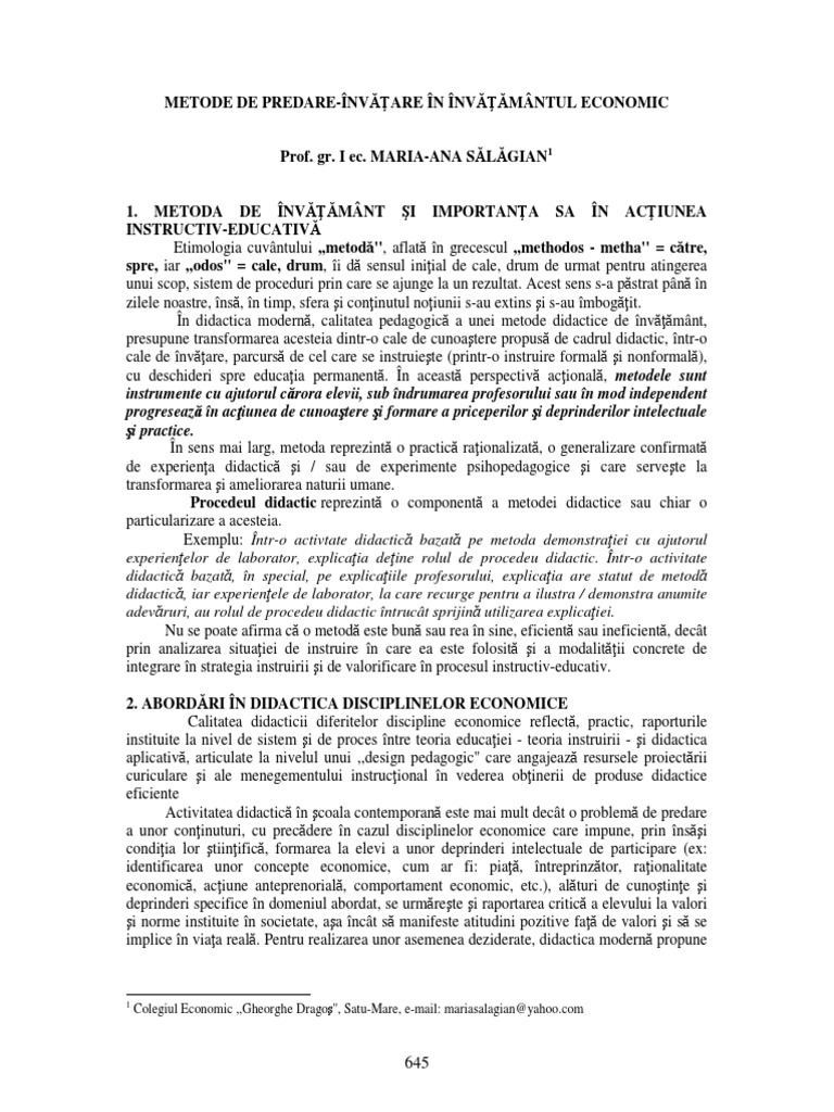 Metode de Predare Învăţare | PDF