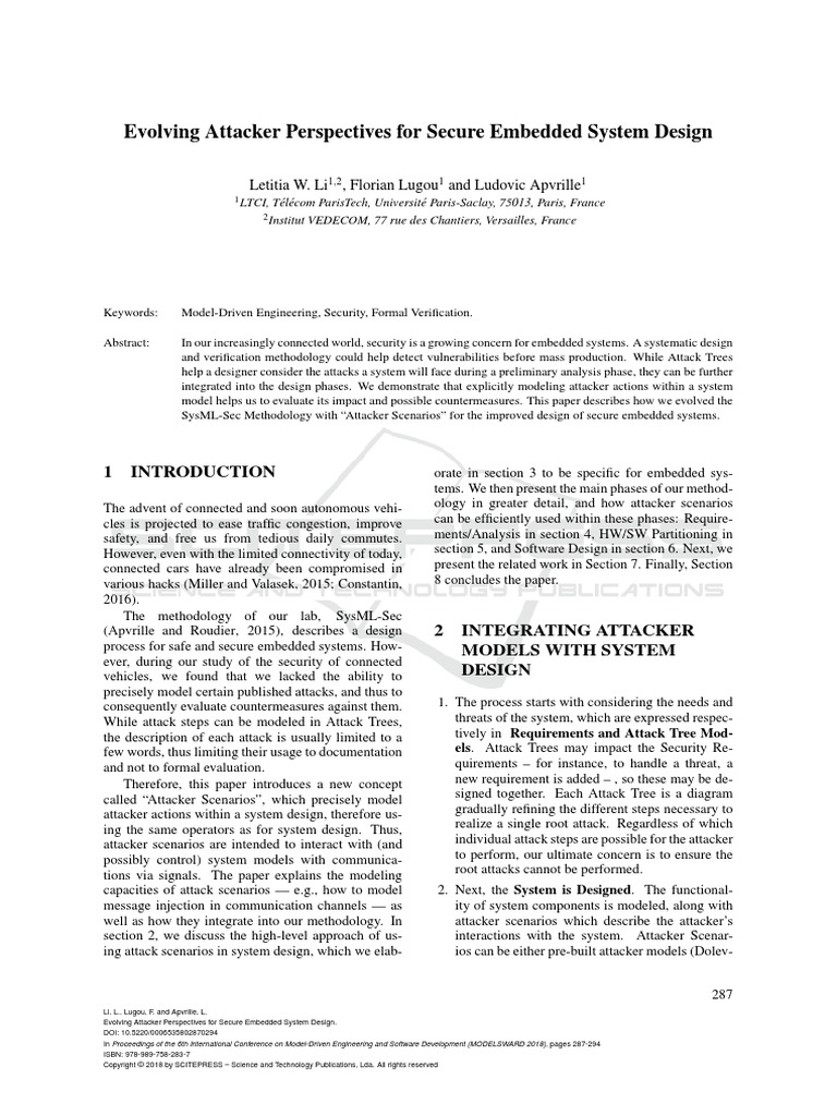 Evolving Attacker Perspectives For Secure Embedded System Design | PDF ...