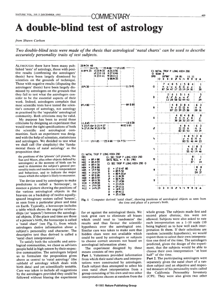 A Double-Blind Test of Astrology: COMMENTARY - '!4 19 | PDF | Horoscope ...