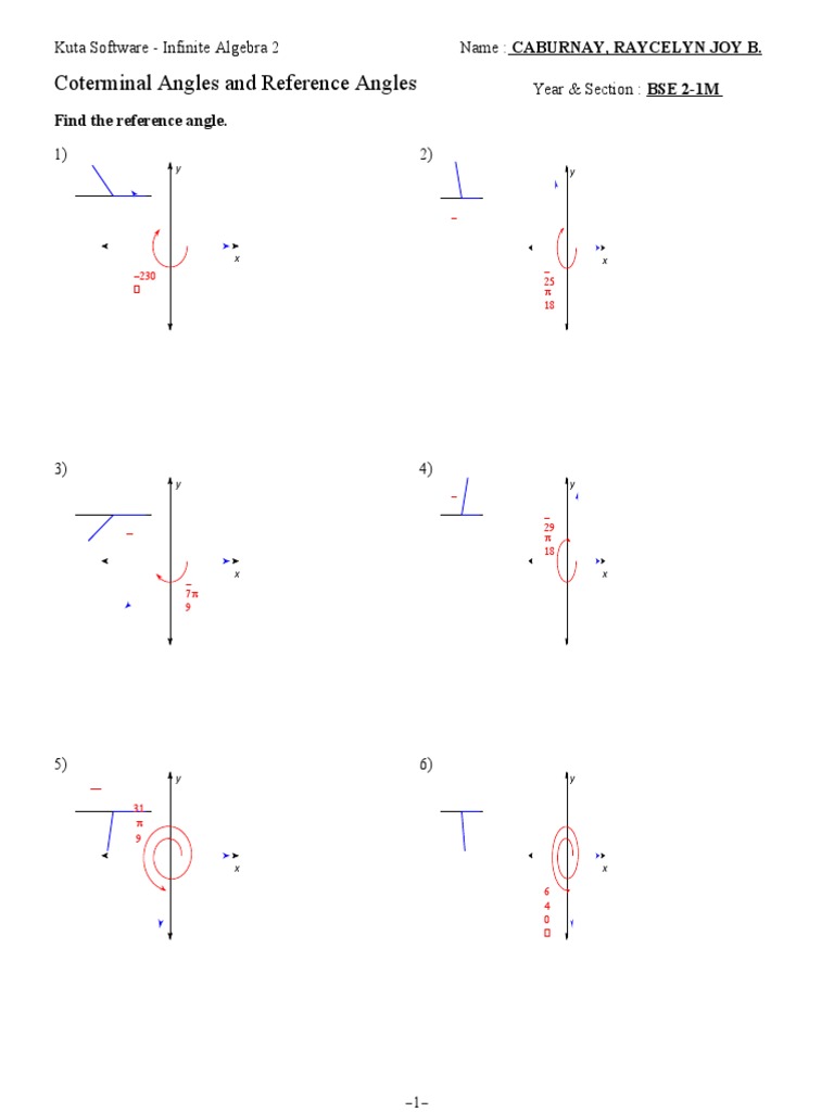 Coterminal Angles and Reference Angles | PDF | Geometry | Mathematics