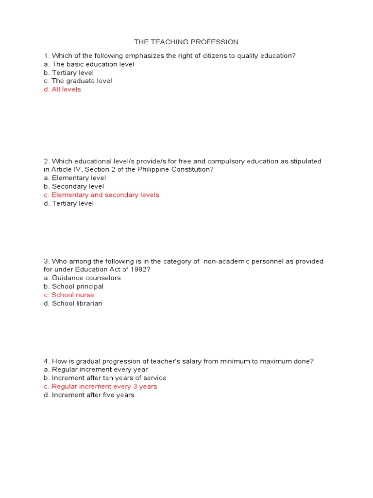 The Teaching Profession Set 2 | PDF | Teachers | Nonverbal Communication