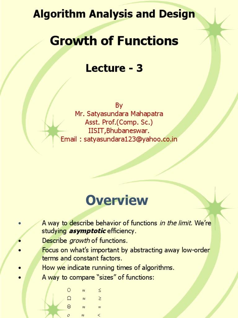 Growth of Functions: Algorithm Analysis and Design | PDF