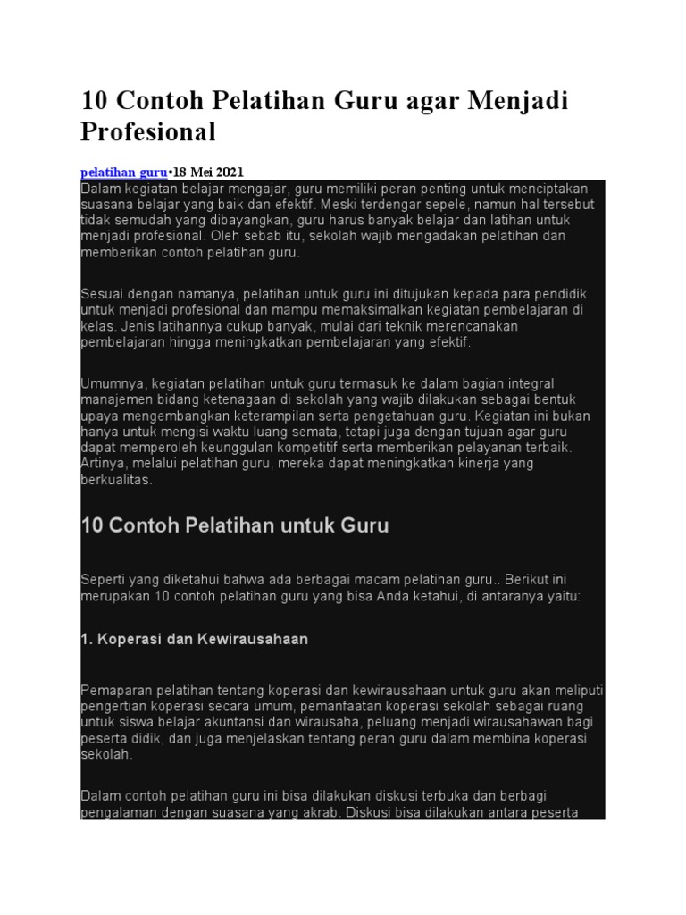 10 Pelatihan Guru untuk Profesionalisme | PDF | Karier & Perkembangan