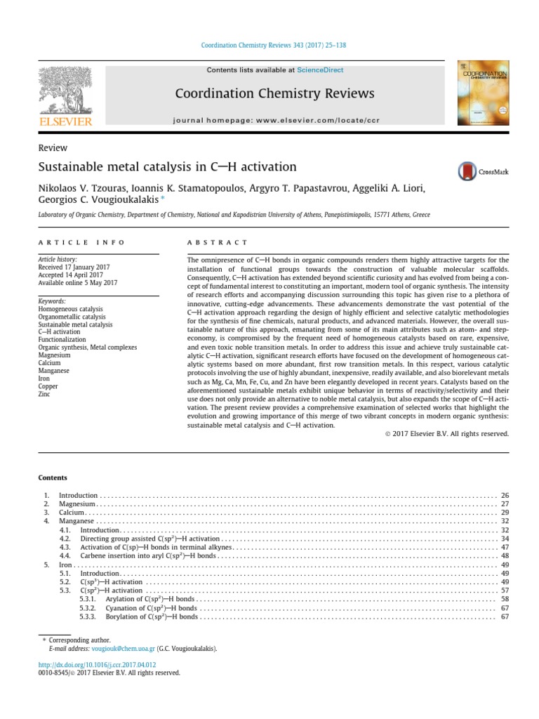 Sustainable Metal Catalysis in CAH Activation | PDF | Catalysis ...