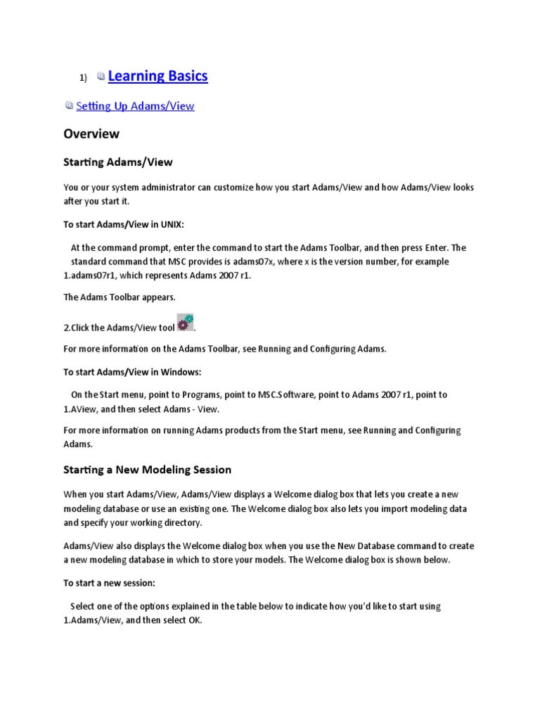 Adams View Help | PDF