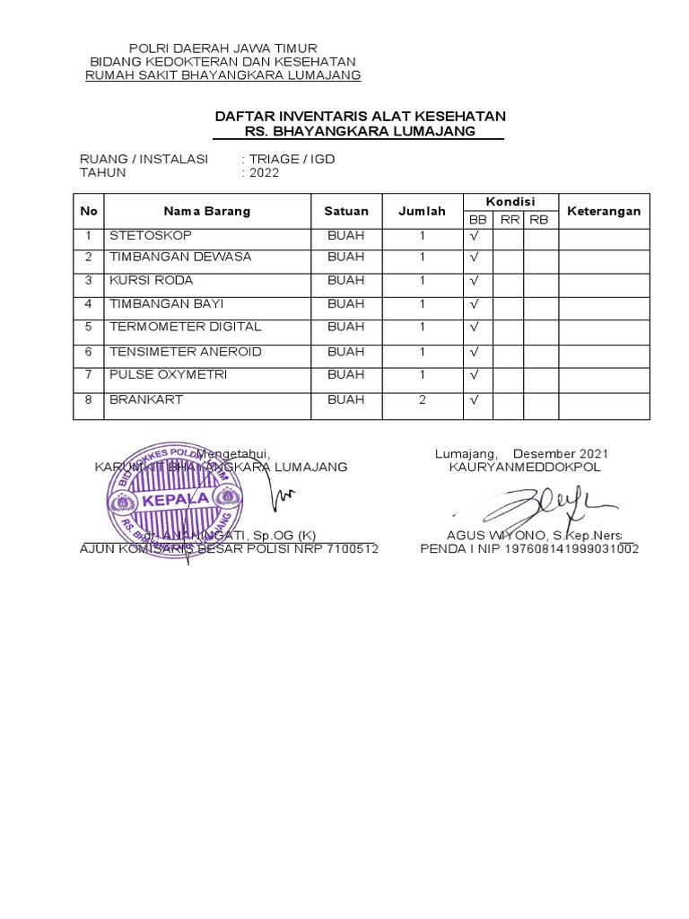 Form Inventaris 2022 | PDF