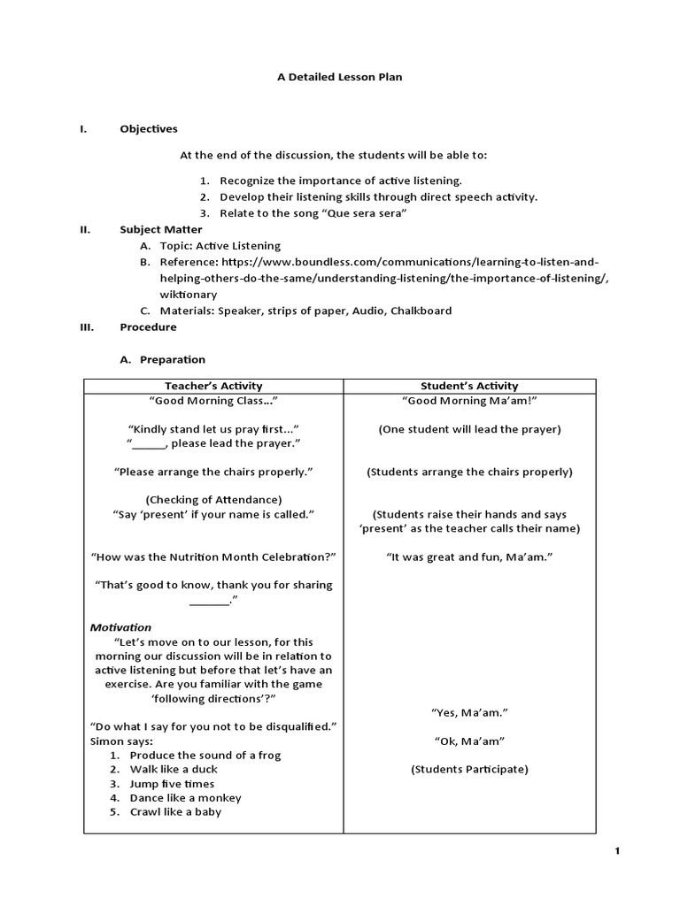 A Detailed Lesson Plan: Motivation | Download Free PDF | Communication ...