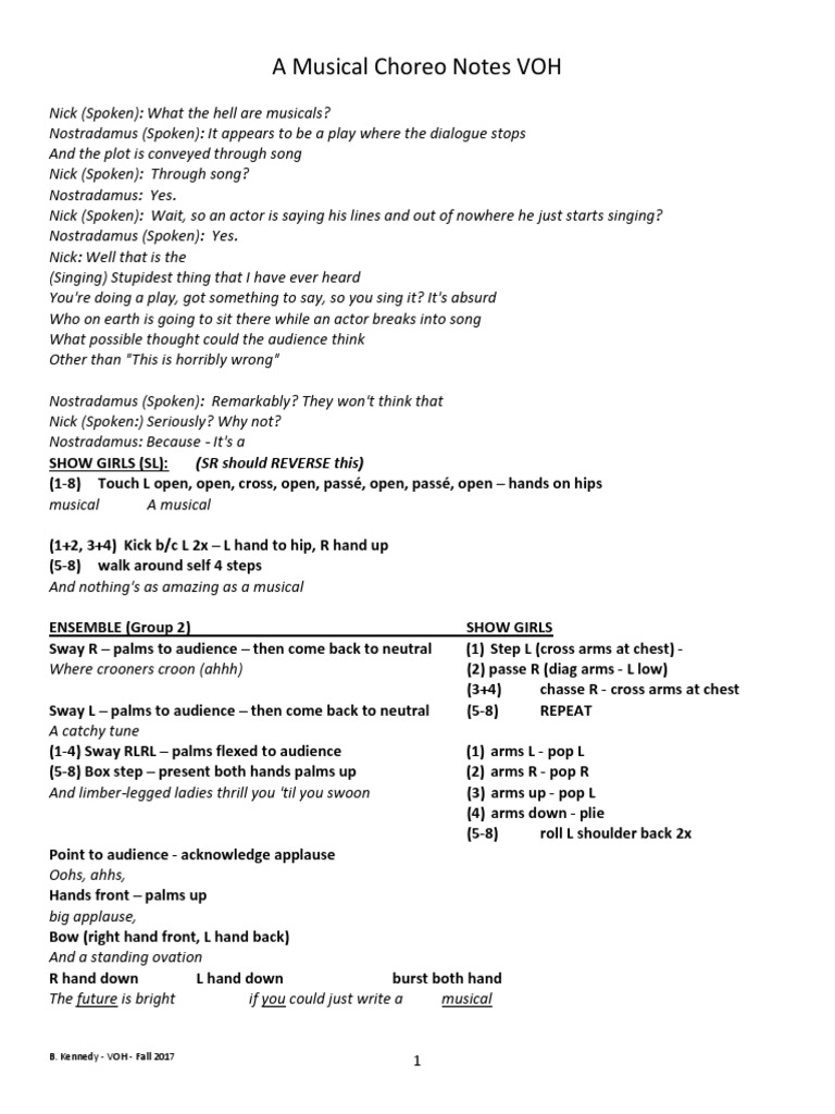A Musical Choreo Notes VOH | PDF | Art