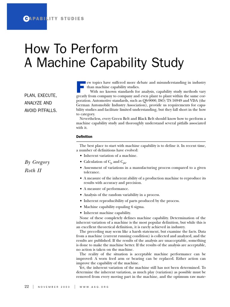 Machine Capability Study VG | PDF | Standard Deviation | Engineering ...