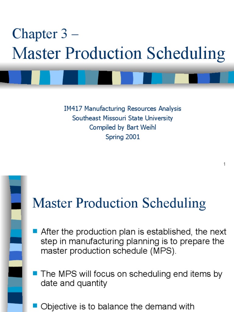 Chapter 3 - : Master Production Scheduling | PDF | Inventory | Scheduling (Production Processes)