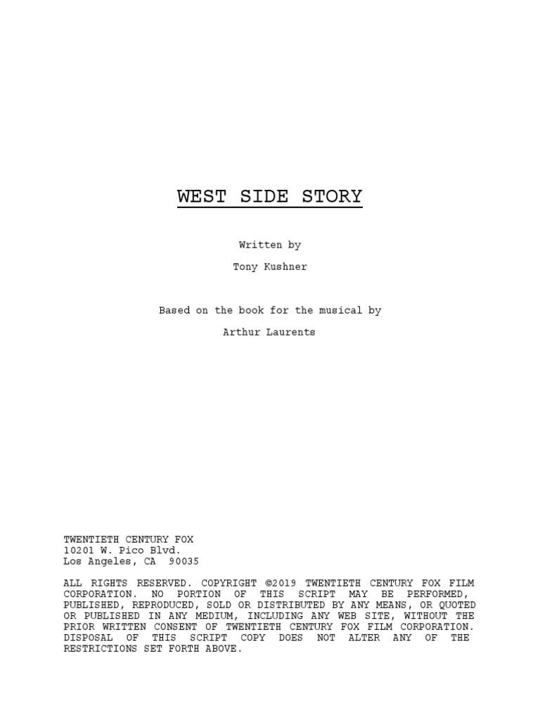 West Side Story Read The Screenplay | PDF