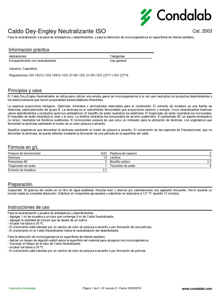 Caldo Dey-Engley | PDF | Sustancias químicas | Química