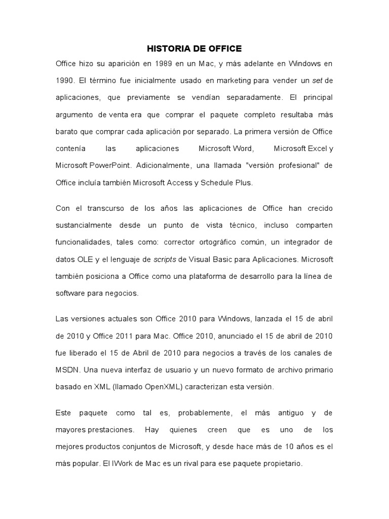 Historia de Microsoft Office". | PDF | Microsoft Office | Microsoft Word