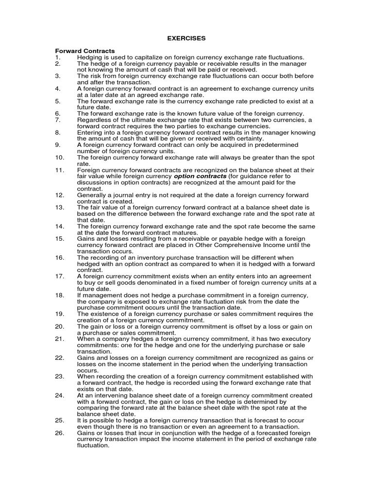 Exercises. Hedging and Option Contracts | PDF | Option (Finance ...