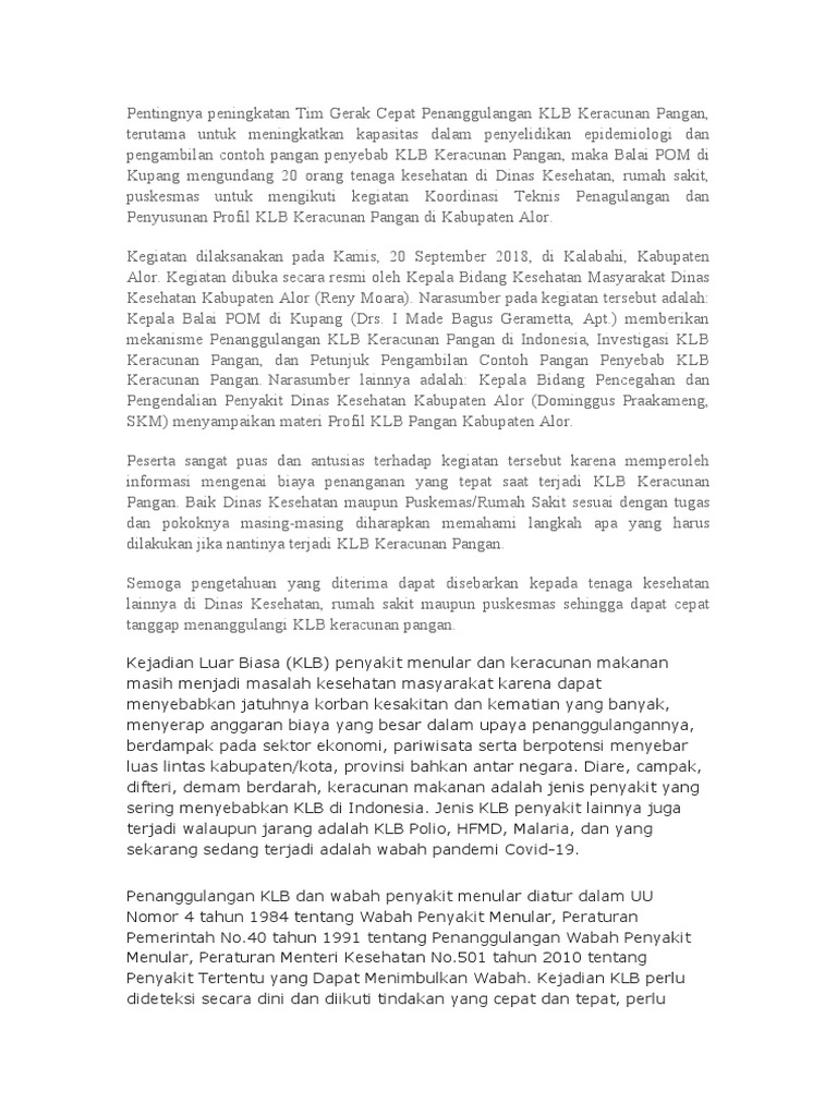 TGC KLB Keracunan Makanan | PDF TGC KLB Keracunan Makanan | PDF