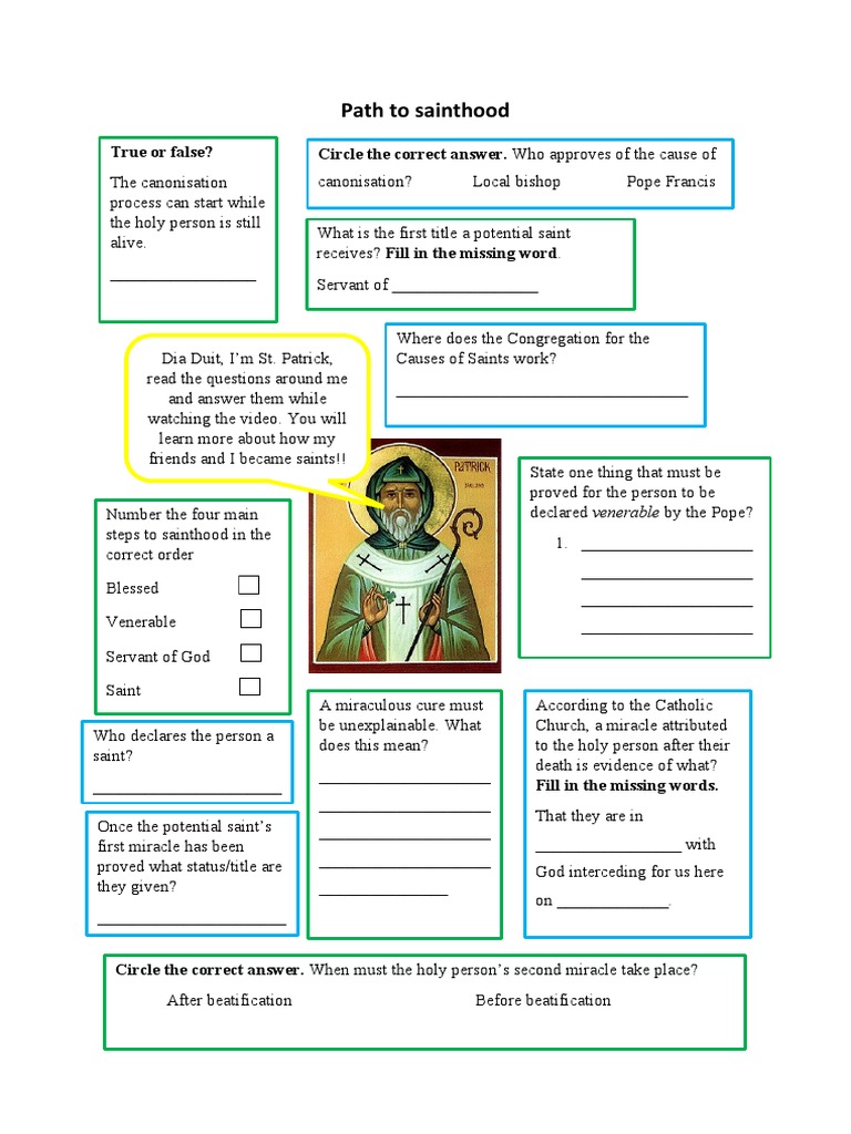Differentiated Path To Sainthood Worksheet | PDF | Saint | Miracle