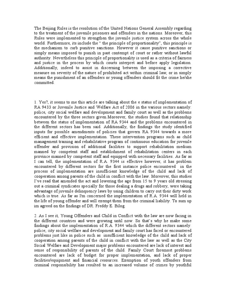 The Beijing Rules Is The Resolution of The United | PDF | Juvenile ...