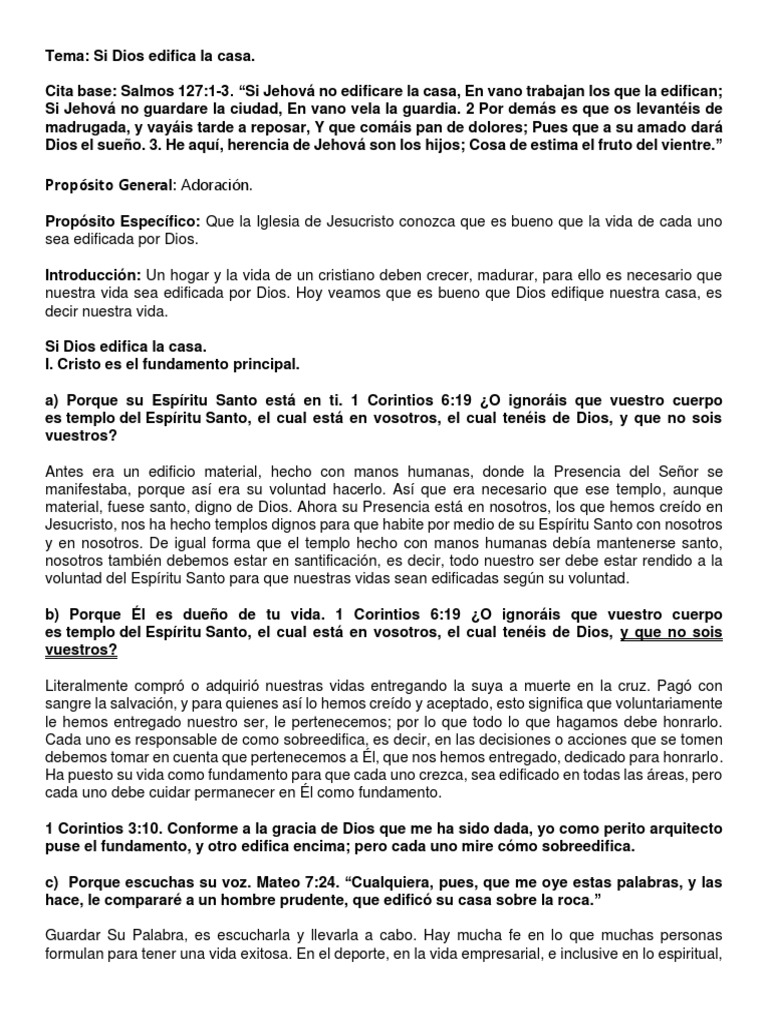Si Dios Edifica La Casa 2 | PDF | Cristo (título) | Dios